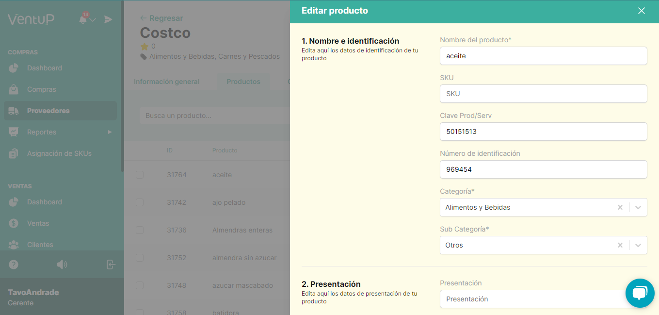 Actualización en órdenes de supermercado con factura